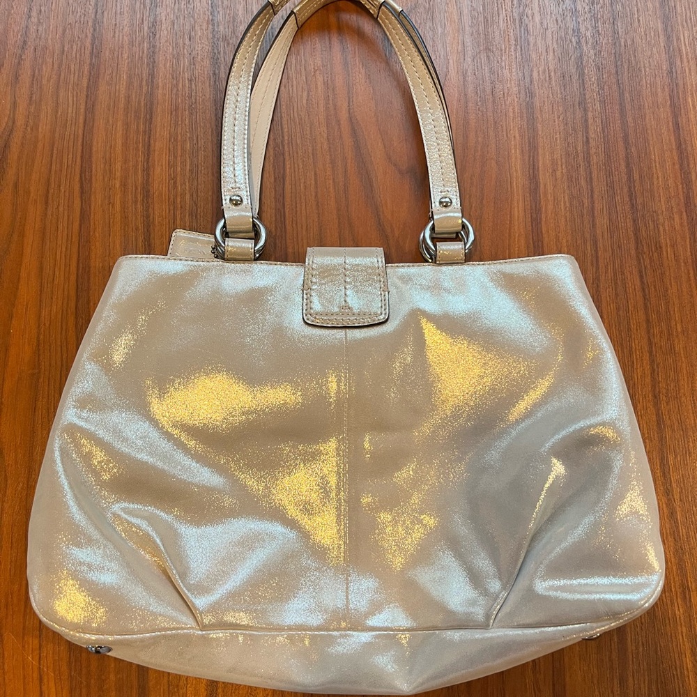 Coach Purse. Shiny Metallic Champagne Color. - Gem